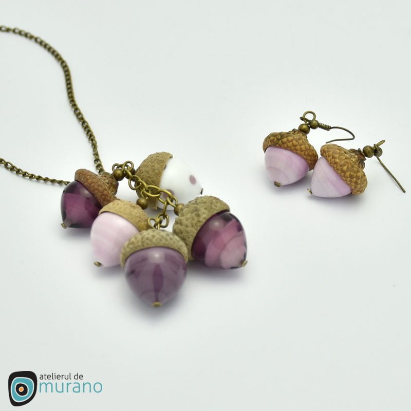 Set Murano Ghinde roz - Atelierul de Murano