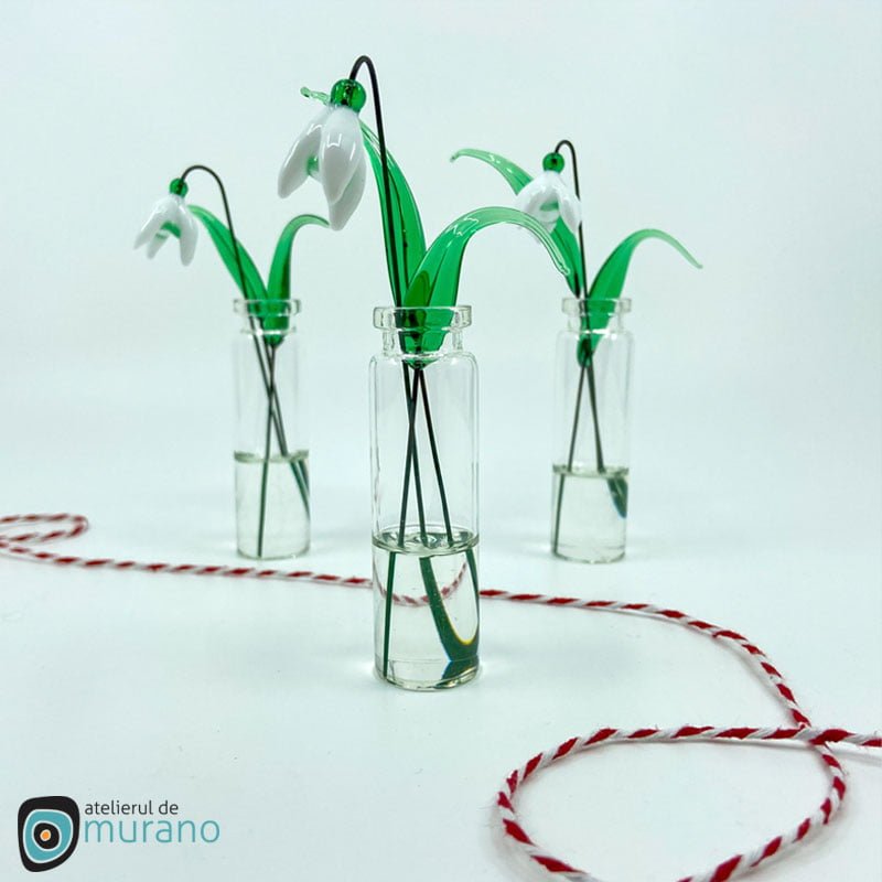 Decorațiune Murano Vază cu Ghiocel - Atelierul de Murano