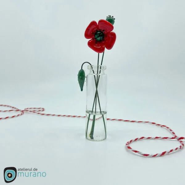 Decorațiune Murano Vază cu Floare de mac - Atelierul de Murano